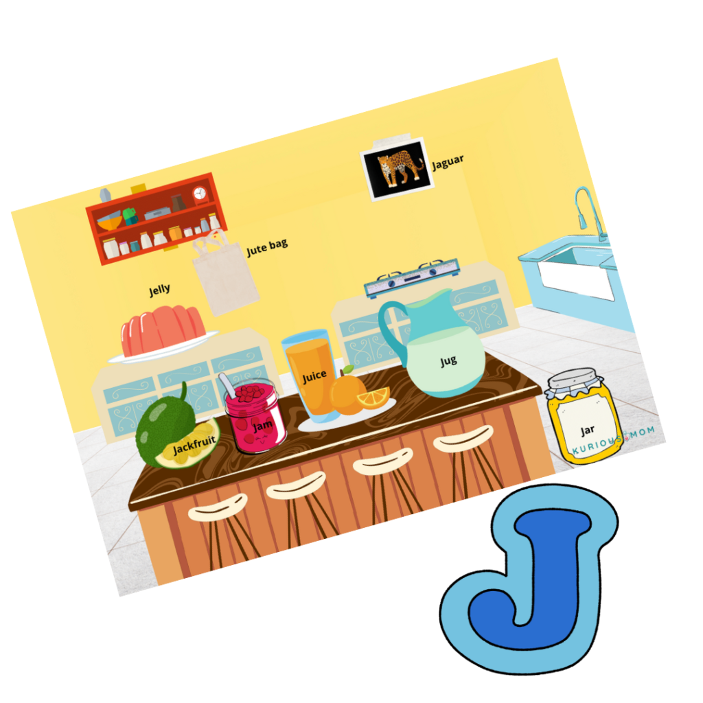 Alphabet Object Scene Downloadable Printable Worksheet - KuriousMom Shop