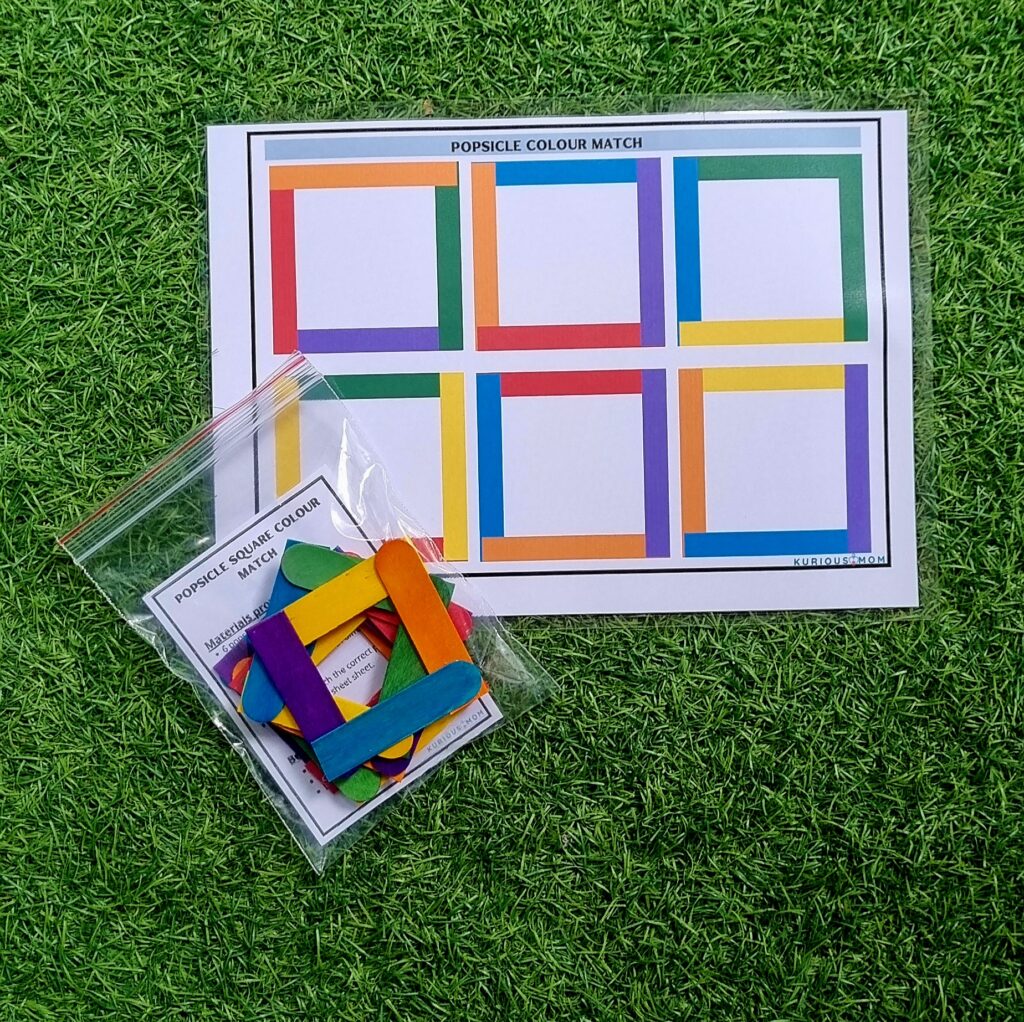Popsicle Square Colour Match Activity kit KMACT006 - KuriousMom Shop