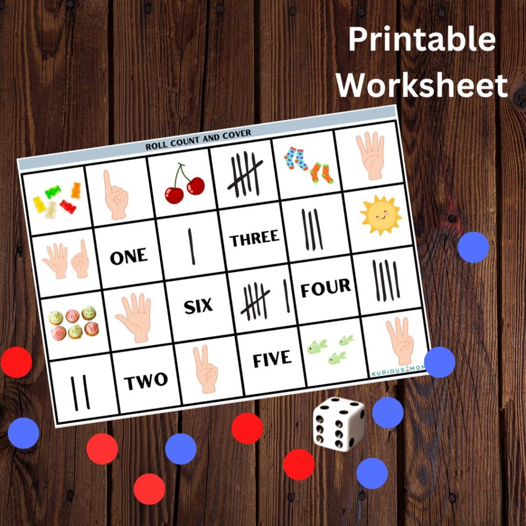 Count and cover Downloadable Printable worksheet - KuriousMom Shop