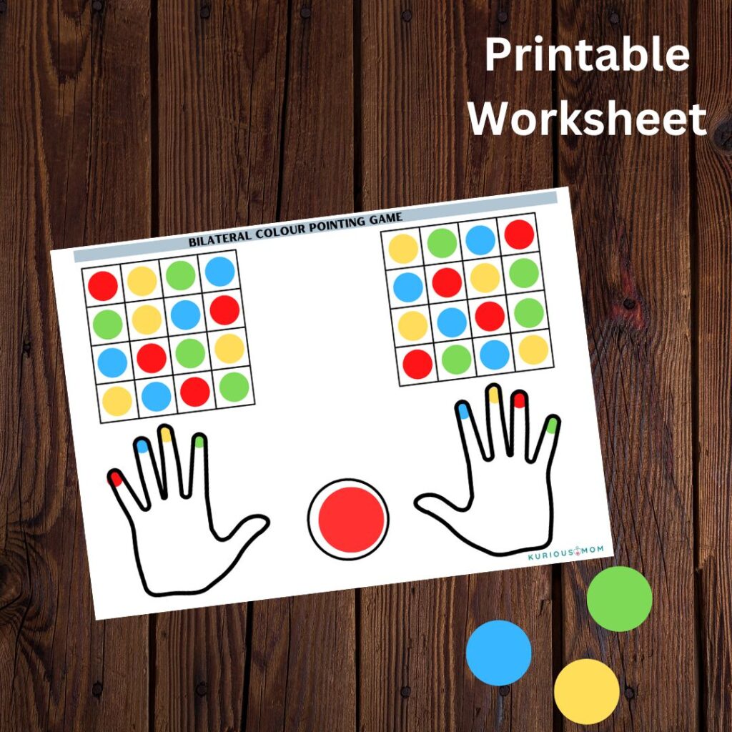Bilateral colour pointing Downloadable Printable worksheet - KuriousMom ...