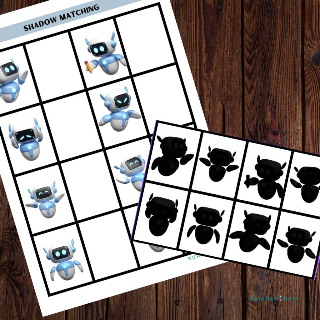 Brain booster shadow matching printable worksheet - KuriousMom Shop