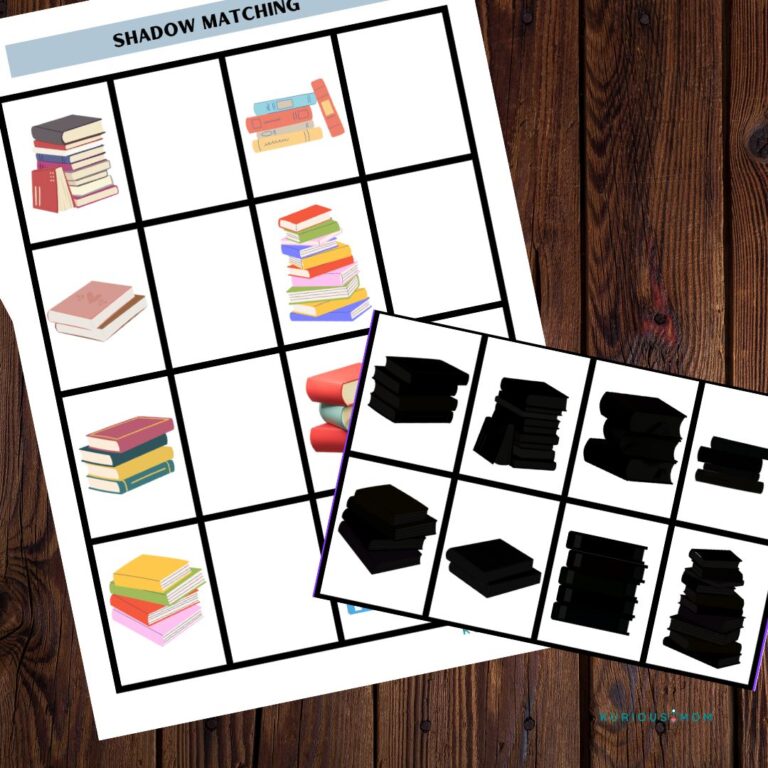 Brain booster shadow matching printable worksheet - KuriousMom Shop