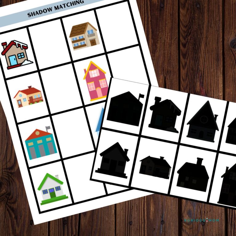 Brain booster shadow matching printable worksheet - KuriousMom Shop