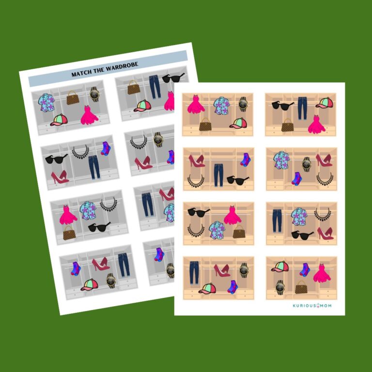 Match the wardrobe printable worksheet - KuriousMom Shop
