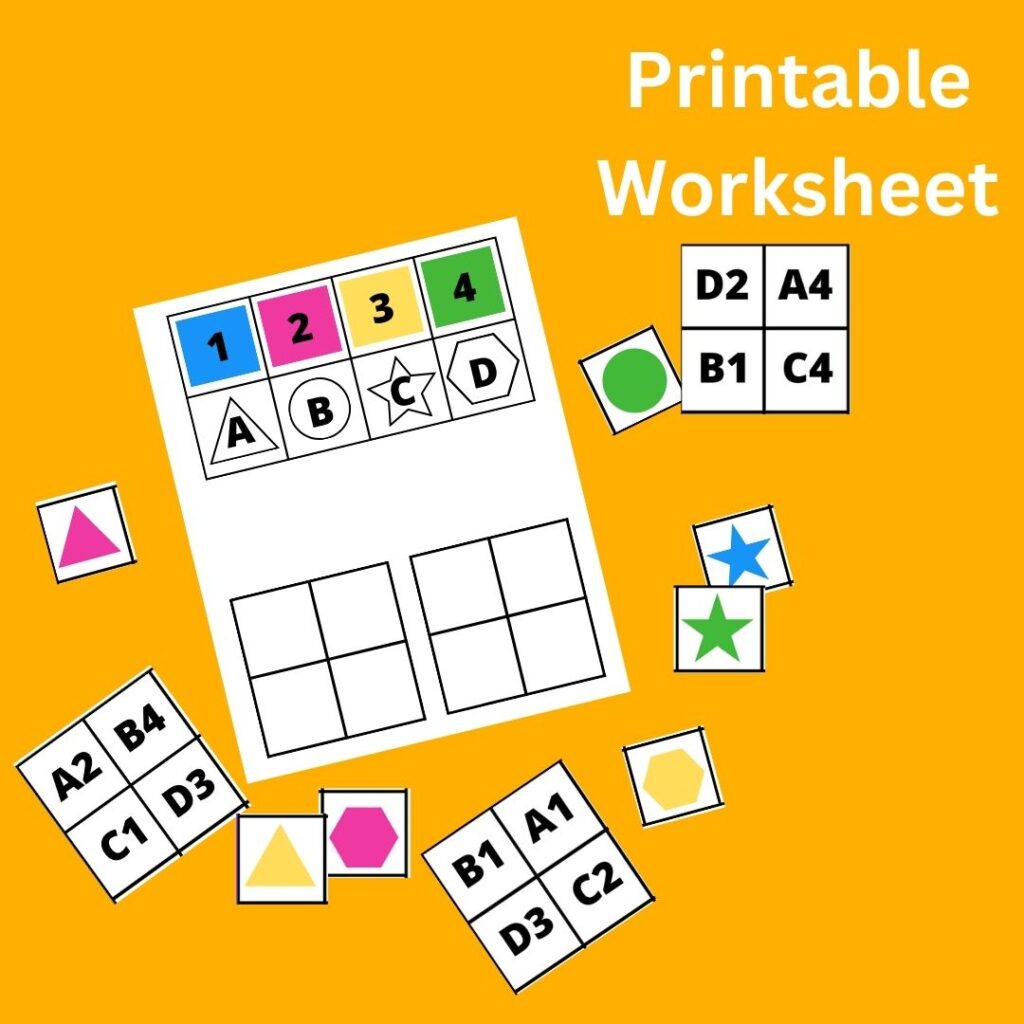 Shapes Grid Matrix printable worksheet - KuriousMom Shop