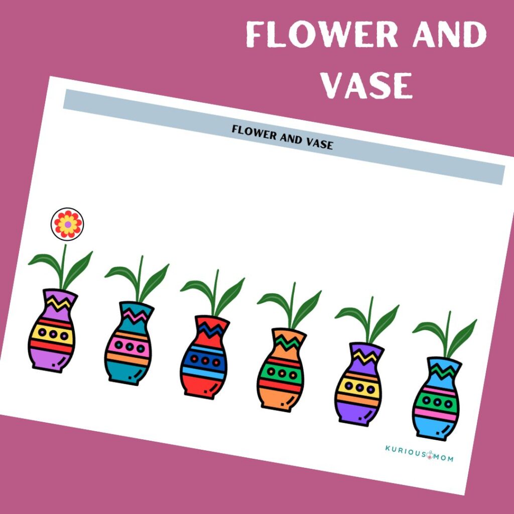 Flower and vase Activity worksheet - KuriousMom Shop