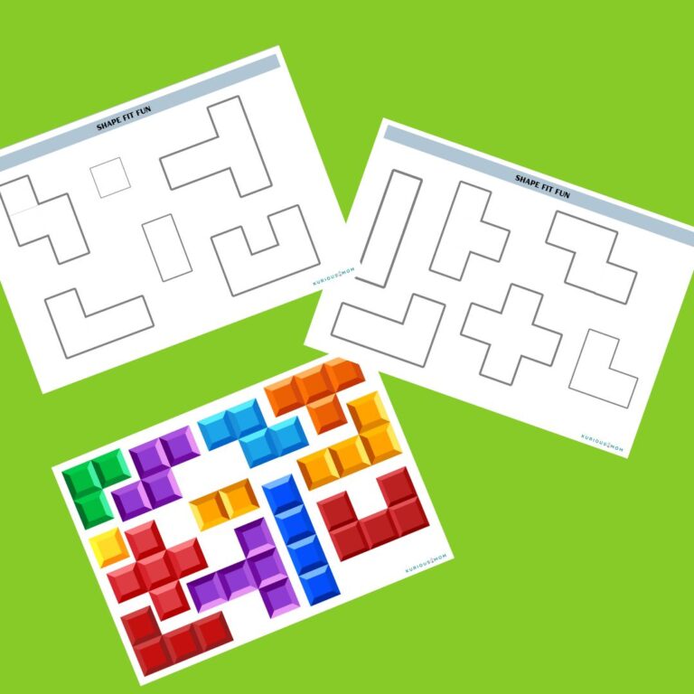 Shape Fit Fun Activity printable worksheet - KuriousMom Shop