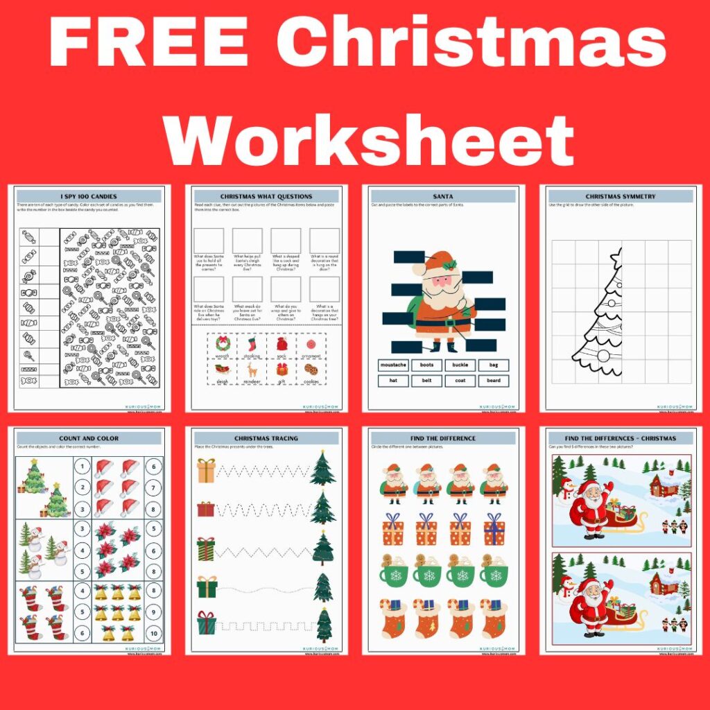 Christmas Printable worksheet - KuriousMom Shop
