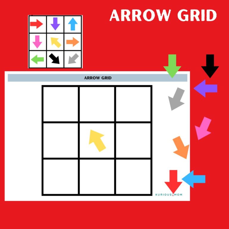 Arrow Grid Activity printable worksheet - KuriousMom Shop