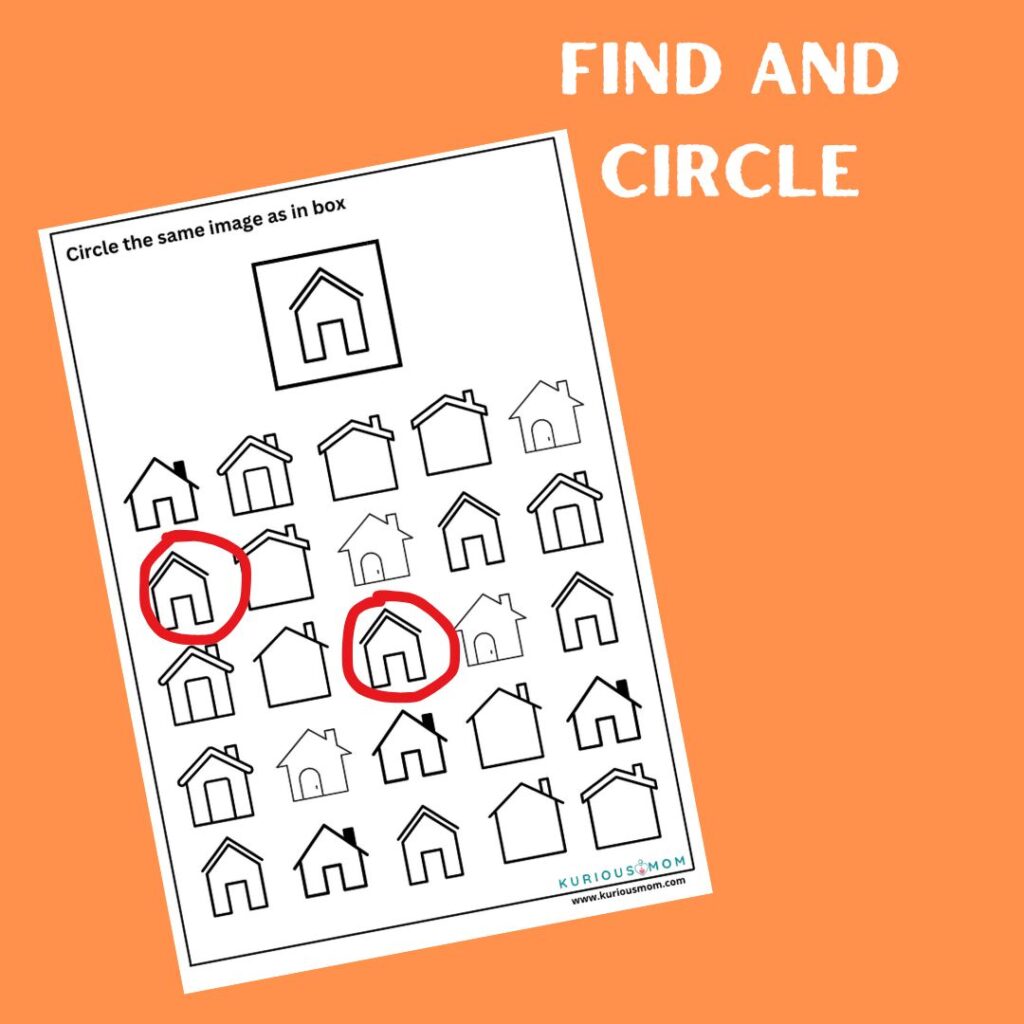 Find and Circle printable worksheet - KuriousMom Shop