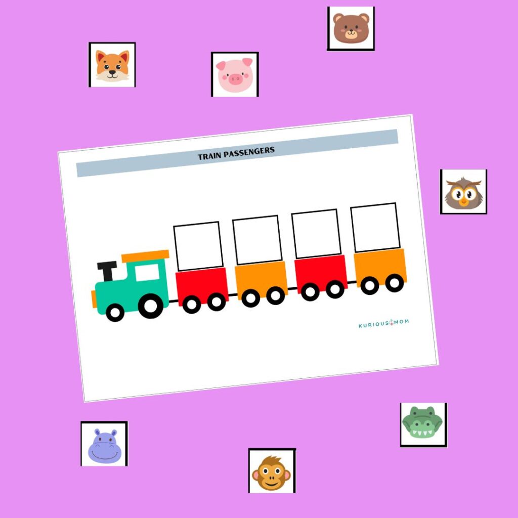 Train Passengers printable worksheet - KuriousMom Shop