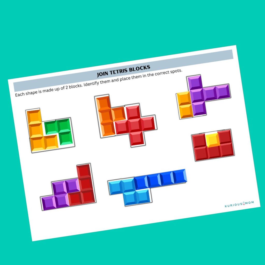 Join tetris blocks printable worksheet - KuriousMom Shop