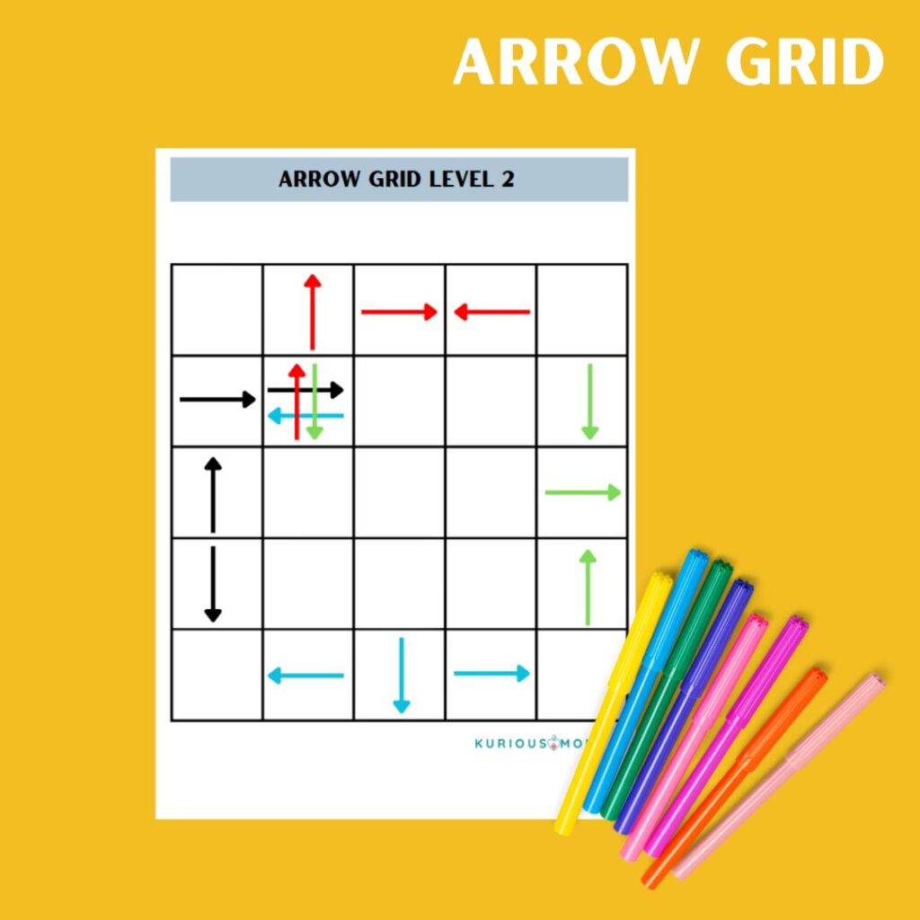 Arrow grid printable worksheet - KuriousMom Shop