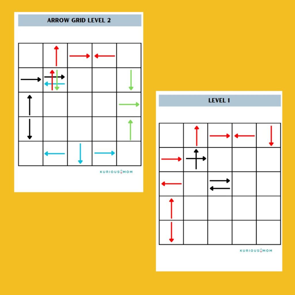 Arrow grid printable worksheet - KuriousMom Shop