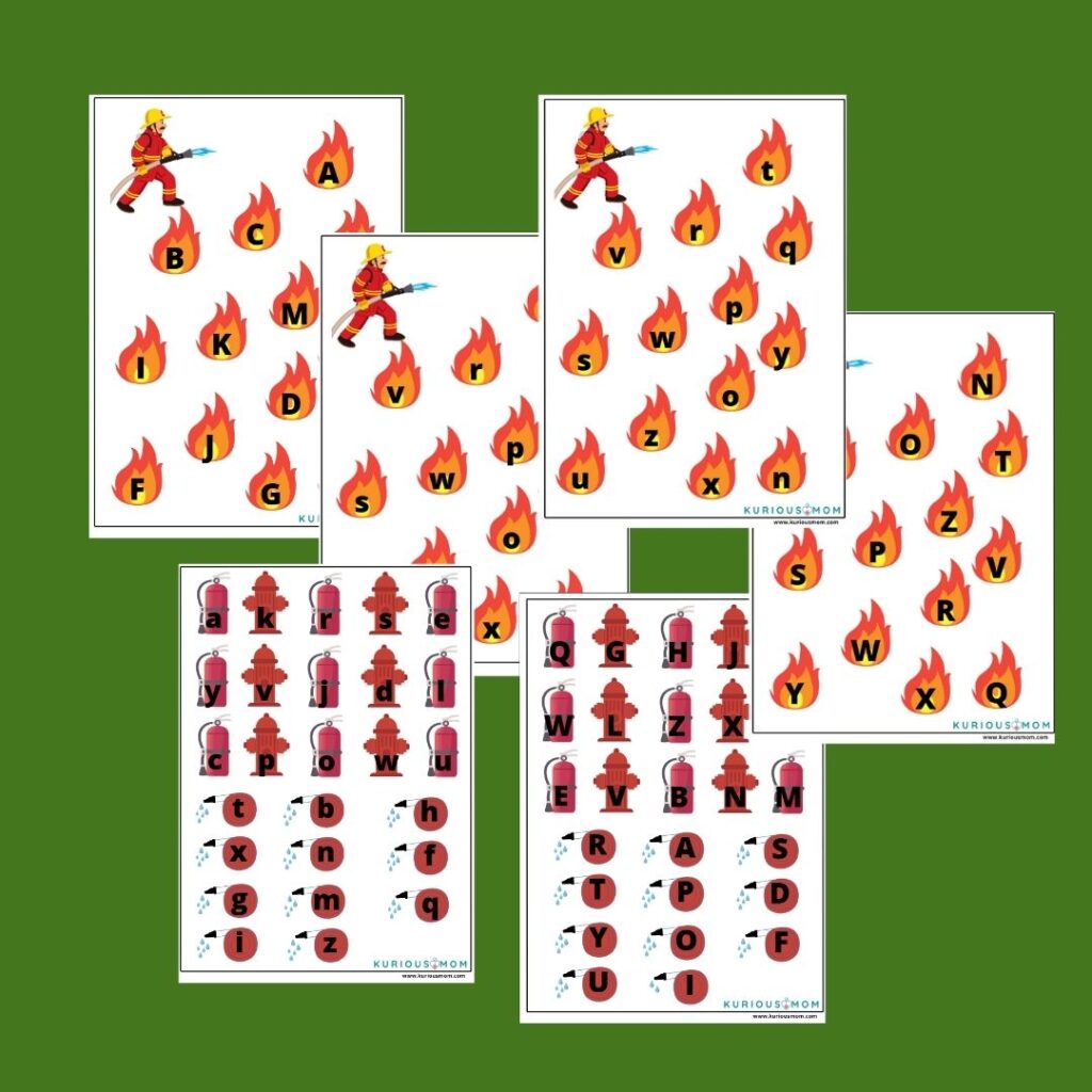 Extinguish the Fire – Alphabet Matching Activity Printable worksheet ...