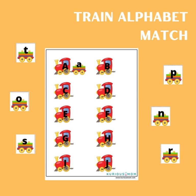 Train Alphabet Match Printable worksheet - KuriousMom Shop