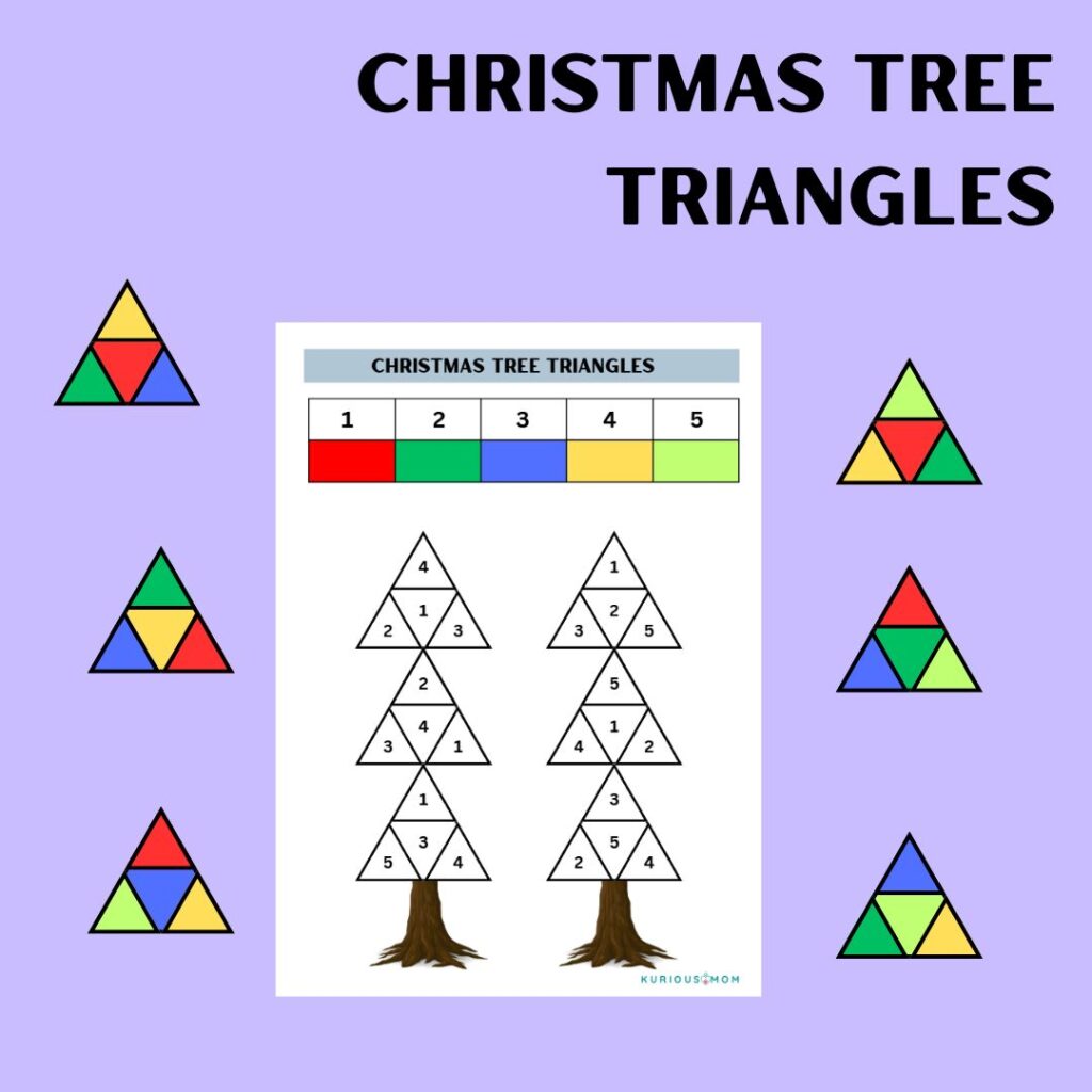 Christmas tree triangles printable worksheet - KuriousMom Shop