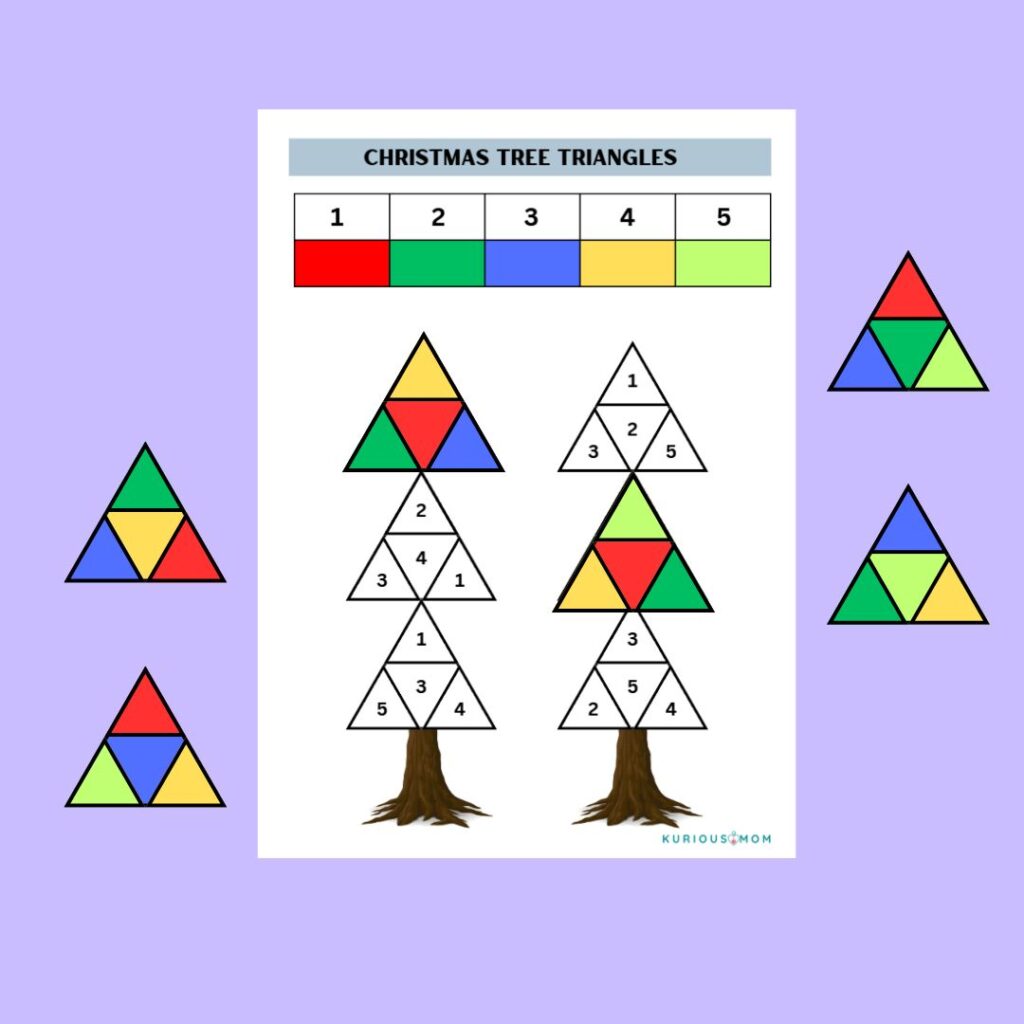 Christmas tree triangles printable worksheet - KuriousMom Shop