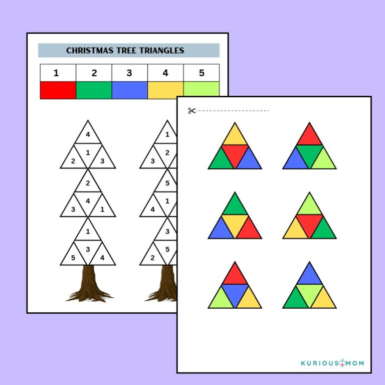 Christmas tree triangles printable worksheet - KuriousMom Shop