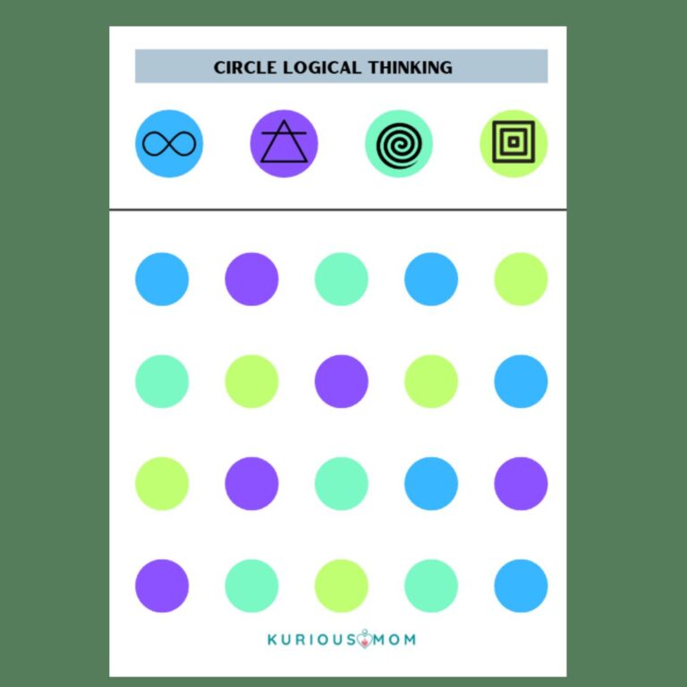 Circle Logical Thinking printable worksheet - KuriousMom Shop