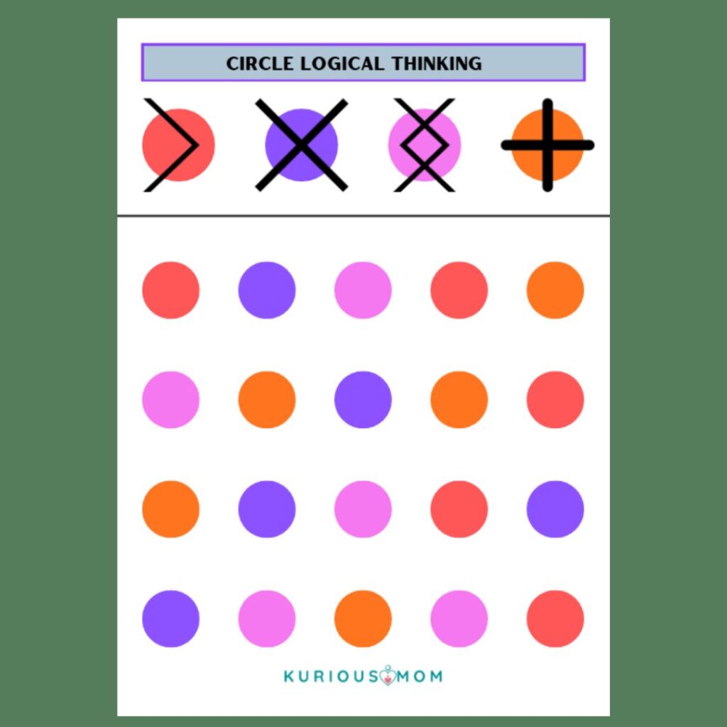 Circle Logical Thinking printable worksheet - KuriousMom Shop