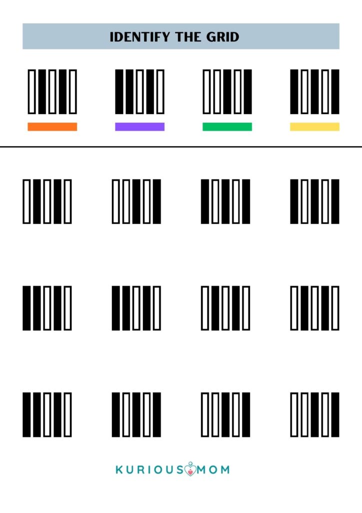 Identify the grid printable worksheet - KuriousMom Shop